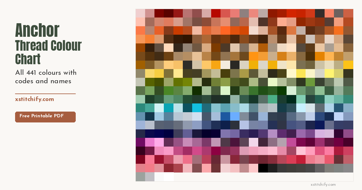 Anchor Colour Chart - All 441 Thread Colours with Codes & Names